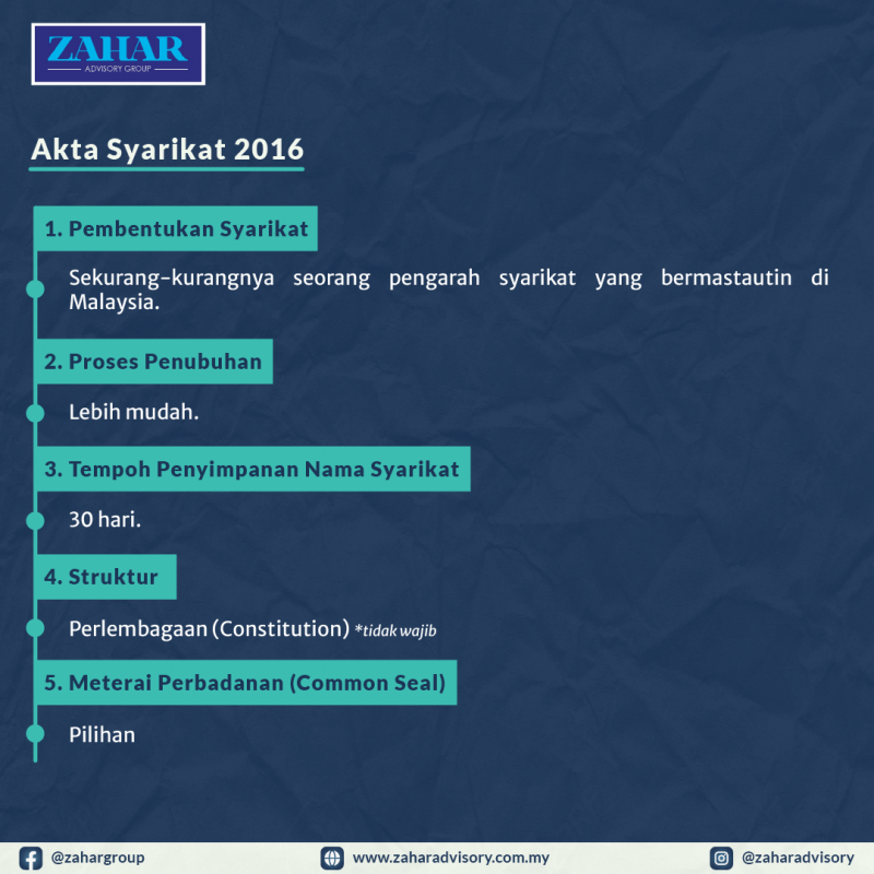 Nak Daftar Sdn Bhd? Ini 5 Perubahan Akta Yang Mudahkan Bisnes – Zahar ...