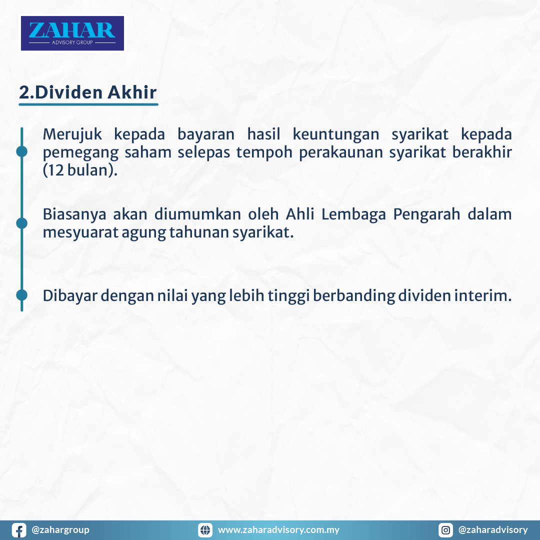 Pembahagian Dividen Syarikat Sdn Bhd – Zahar Advisory Group